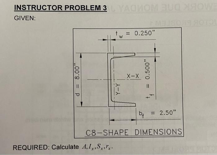 Solved INSTRUCTOR PROBLEM 3 GIVEN: REQUIRED: Calculate | Chegg.com