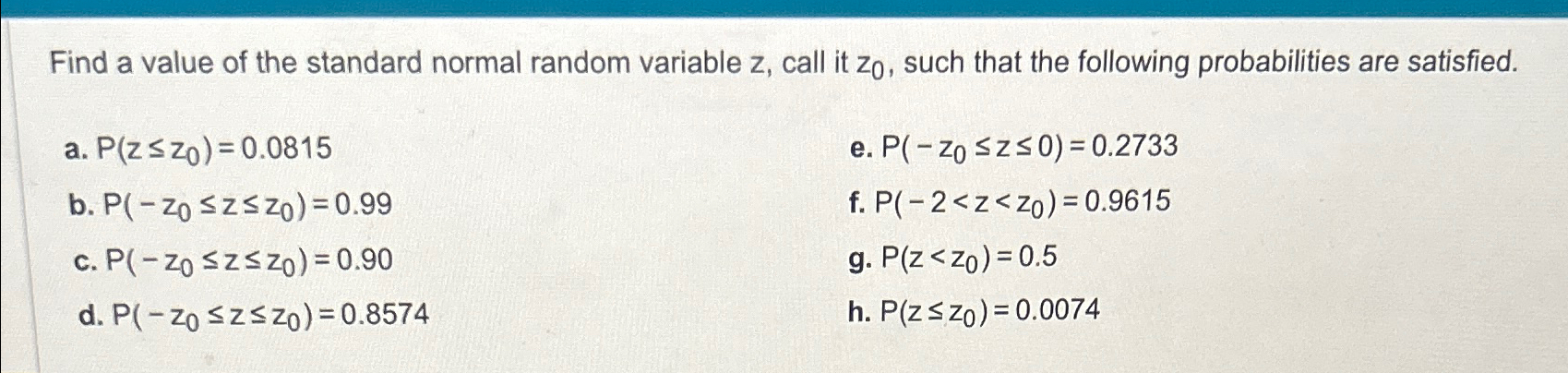Solved Find a value of the standard normal random variable | Chegg.com
