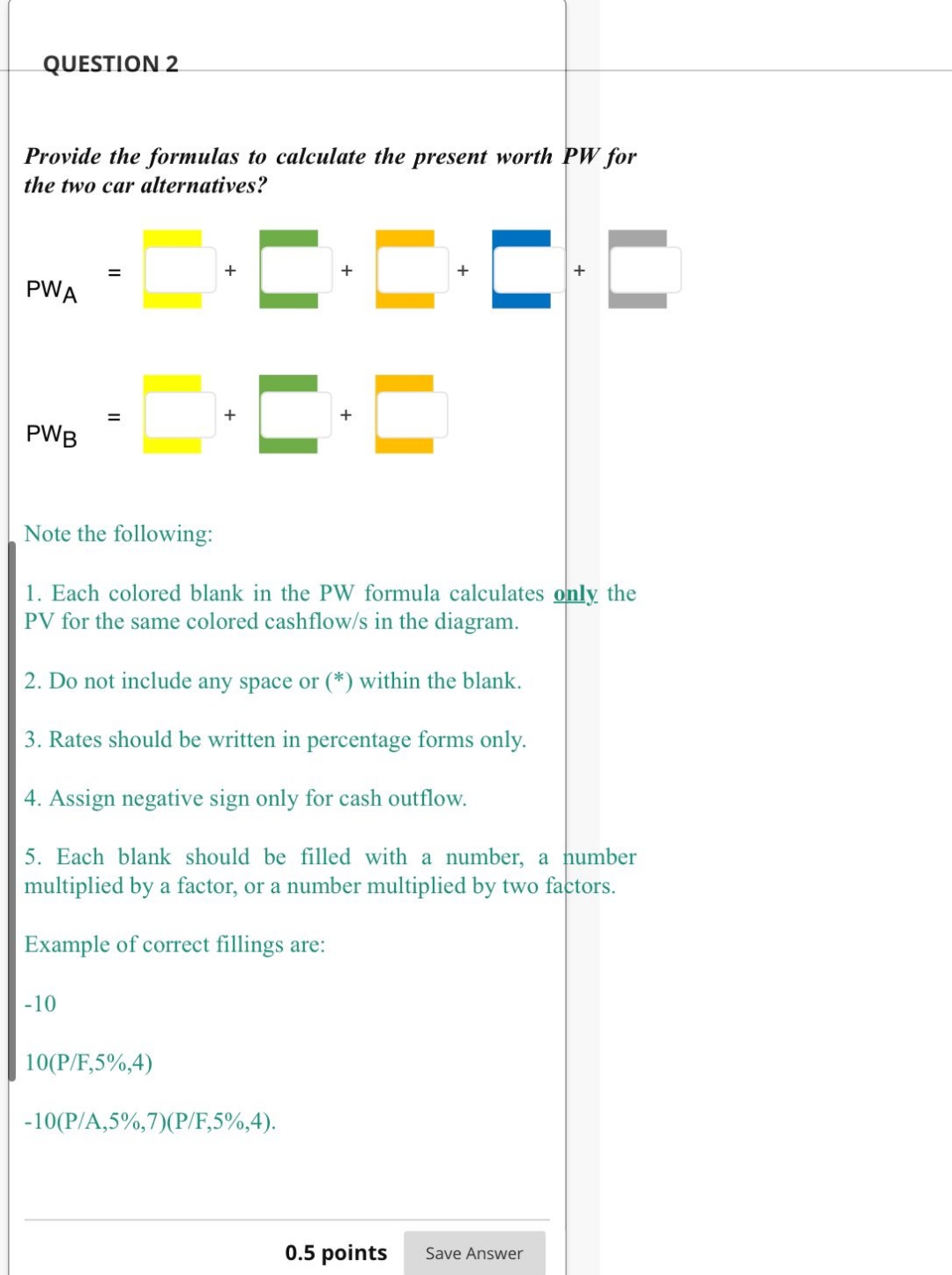 Solved QUESTION 2Provide the formulas to calculate the | Chegg.com