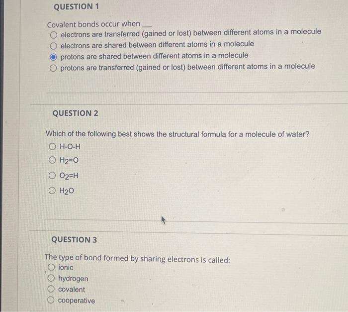 Solved Covalent bonds occur when electrons are transferred | Chegg.com