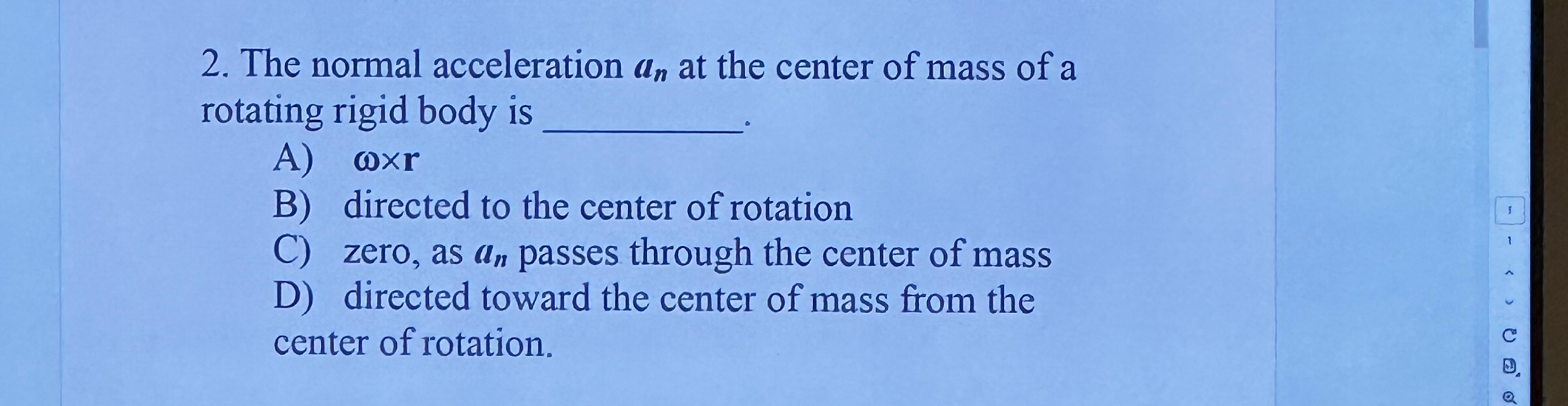 Solved The normal acceleration an ﻿at the center of mass of | Chegg.com