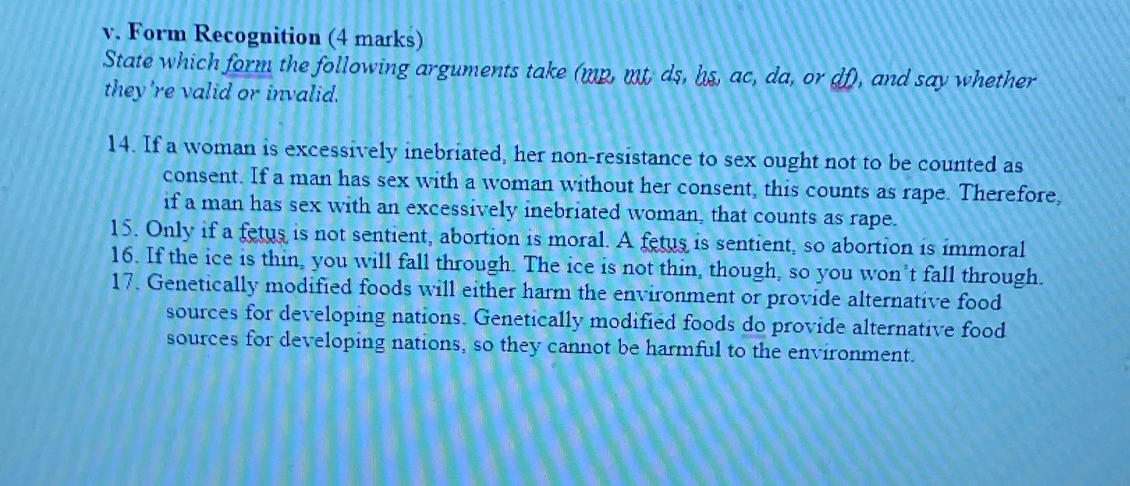 Solved v. ﻿Form Recognition (4 ﻿marks)State which form the | Chegg.com