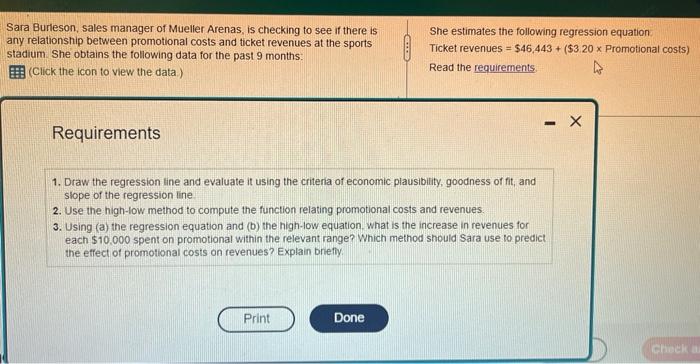 Solved Requirements 1. Draw the regression line and evaluate | Chegg.com