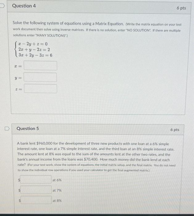 Solved Solve the following system of equations using a | Chegg.com