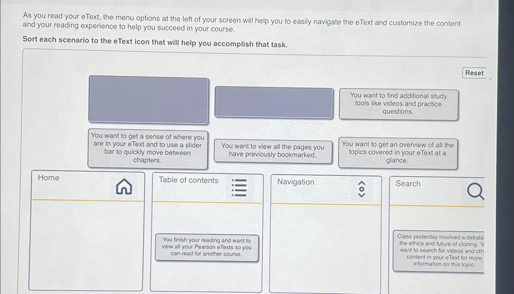 Solved As you read your eText, the menu options at the left | Chegg.com