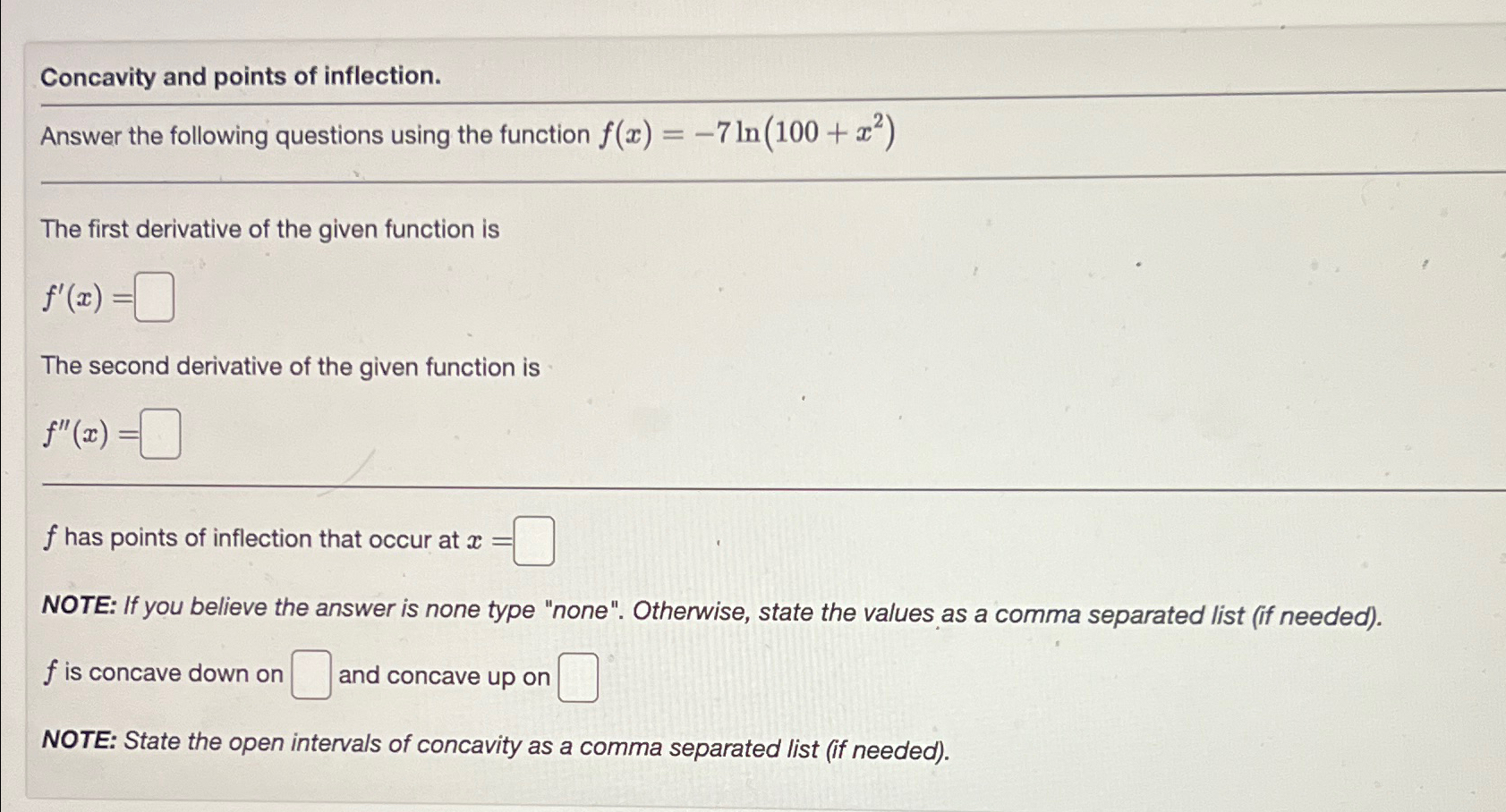 Solved Concavity and points of inflection.Answer the | Chegg.com