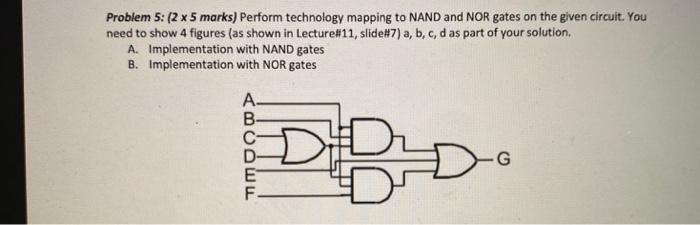 Solved Problem 5: (2 x 5 marks) Perform technology mapping | Chegg.com
