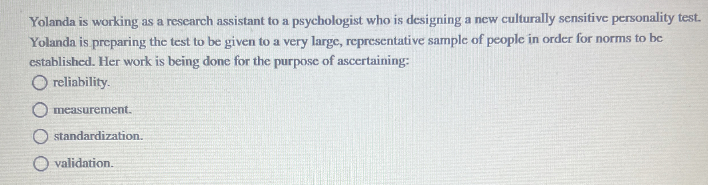Solved Yolanda is working as a research assistant to a | Chegg.com