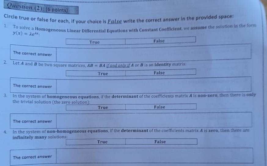 Solved Circle true or false for each, If your choice is | Chegg.com