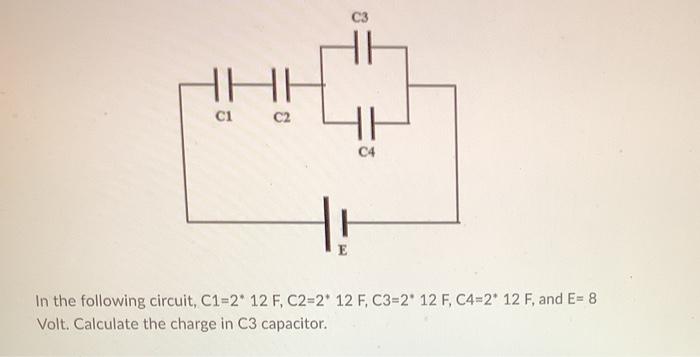 Solved A C2 C4 HH C5 C1=4F, C2=4F, C3=2F, C4-4F, C5= 14.7 F. | Chegg.com