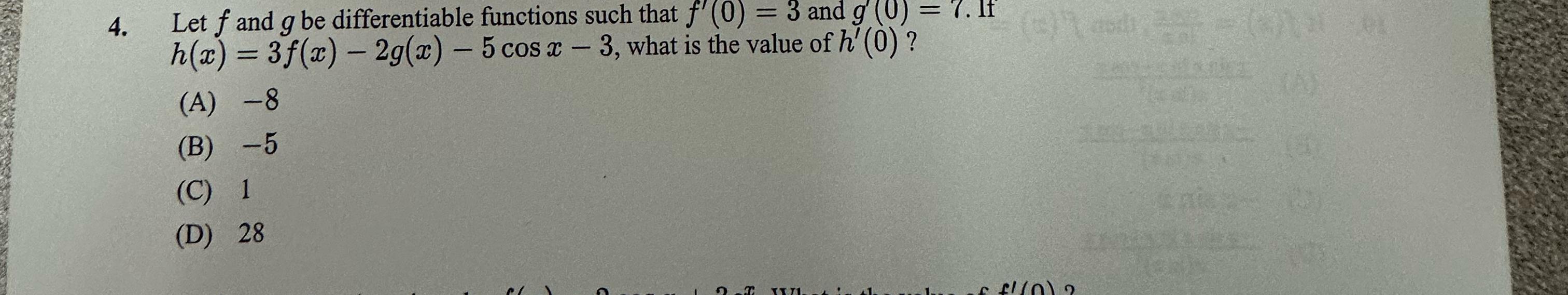 Solved Let f ﻿and g ﻿be differentiable functions such that | Chegg.com