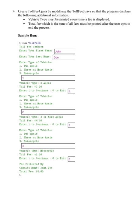Solved 1. Create a Java class, Tolifeel java, for a toll | Chegg.com