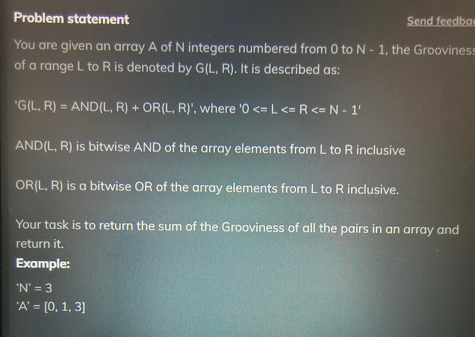 Solved Problem statement Send feedba You are given an array | Chegg.com