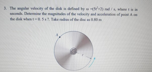 Solved 3. The angular velocity of the disk is defined by o | Chegg.com