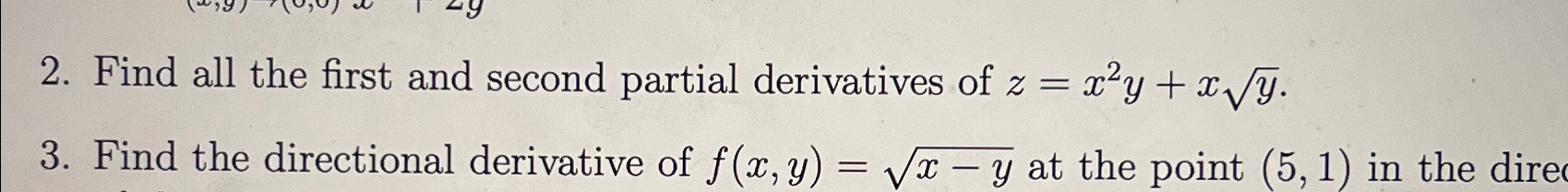 Solved Find all the first and second partial derivatives of | Chegg.com