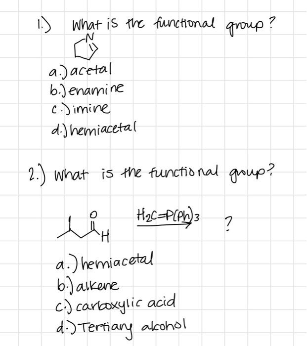 Solved 1.) What is the functional group? 9.) acetal b.) | Chegg.com