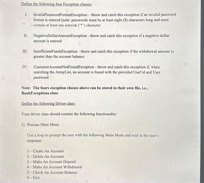 Solved 1) Bank Account Class a) Must have the following | Chegg.com