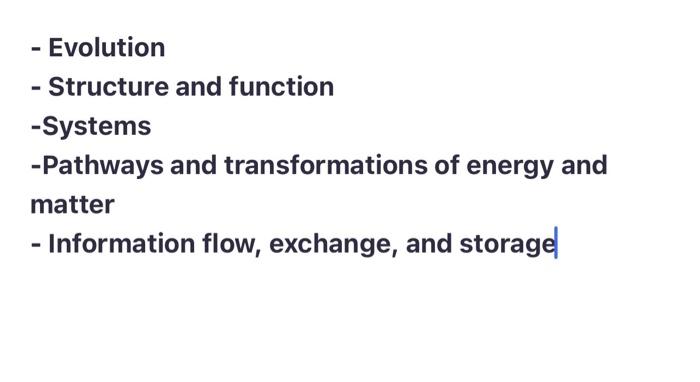 Solved Core concepts of biology lision and Change identified | Chegg.com