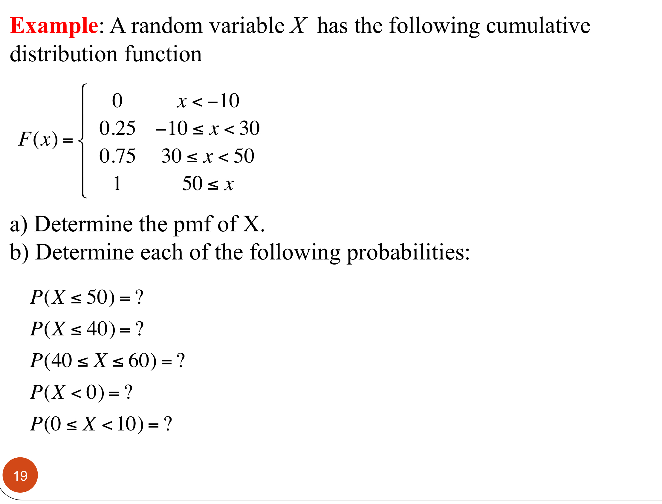 Solved Example: A random variable x ﻿has the following | Chegg.com