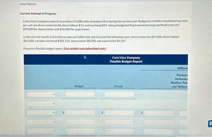 Solved Current Attempt in Progress Carla Vista Company | Chegg.com