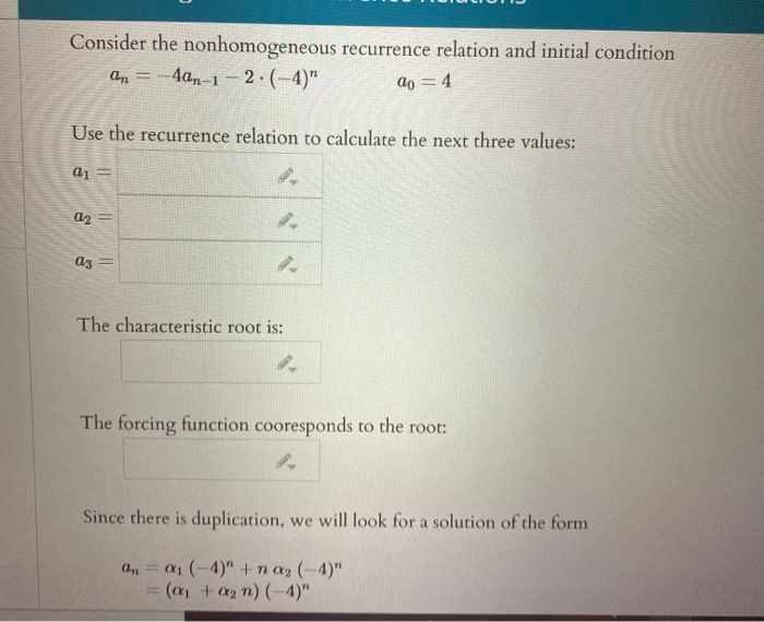 Solved Consider the nonhomogeneous recurrence relation and | Chegg.com