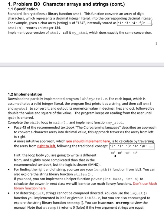 Solved 1. Problem BO Character arrays and strings (cont.) | Chegg.com