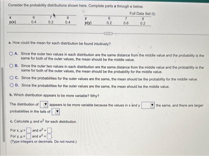 Solved Consider the probability distributions shown here. | Chegg.com