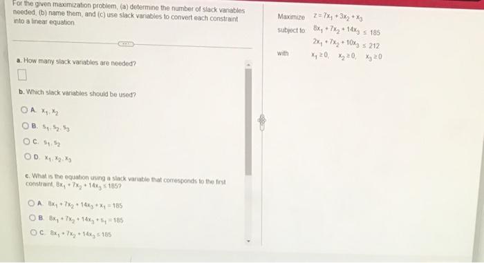 Solved For the given maximization problem, (a) determine the | Chegg.com
