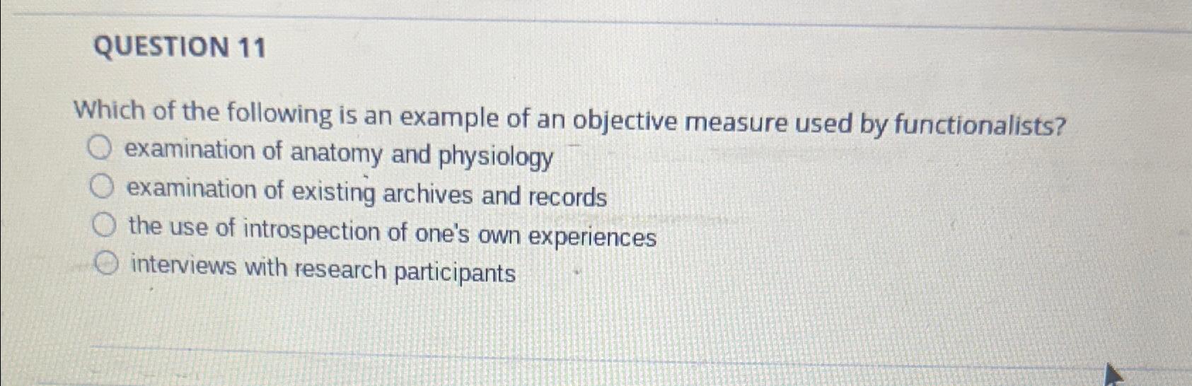 Solved QUESTION 11Which of the following is an example of an | Chegg.com