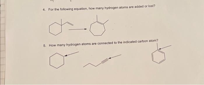 Solved 4 For The Following Equation How Many Hydrogen