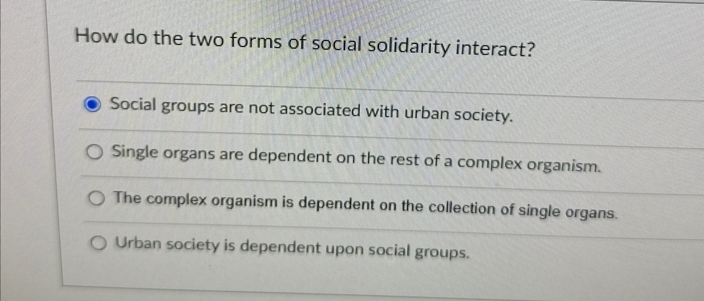 Solved How do the two forms of social solidarity | Chegg.com