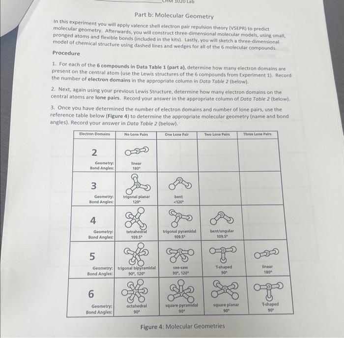 Part b: Molecular Geometry In this experiment you | Chegg.com