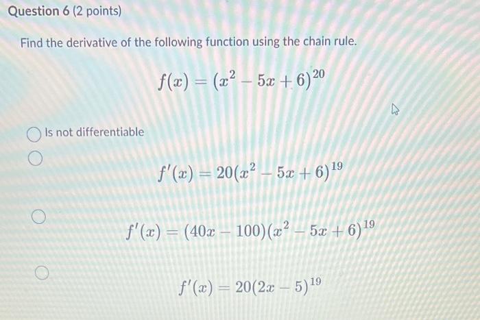 Solved Find the derivative of the following function using | Chegg.com