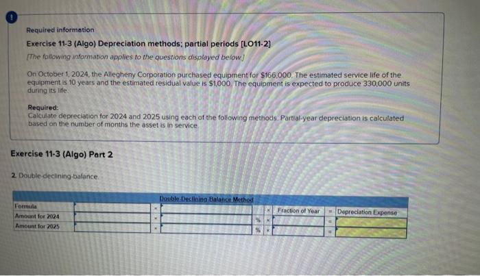 Solved Required information Exercise 11-3 (Algo) | Chegg.com