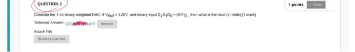 Solved QUESTION 2 Consider the 3 bit binary weighted DAC. If | Chegg.com