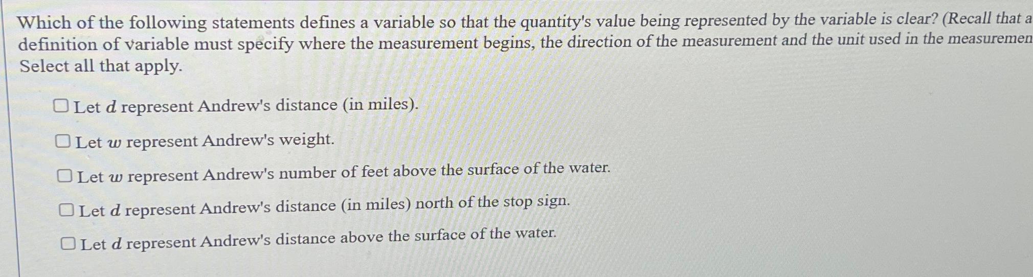 Solved Which of the following statements defines a variable | Chegg.com