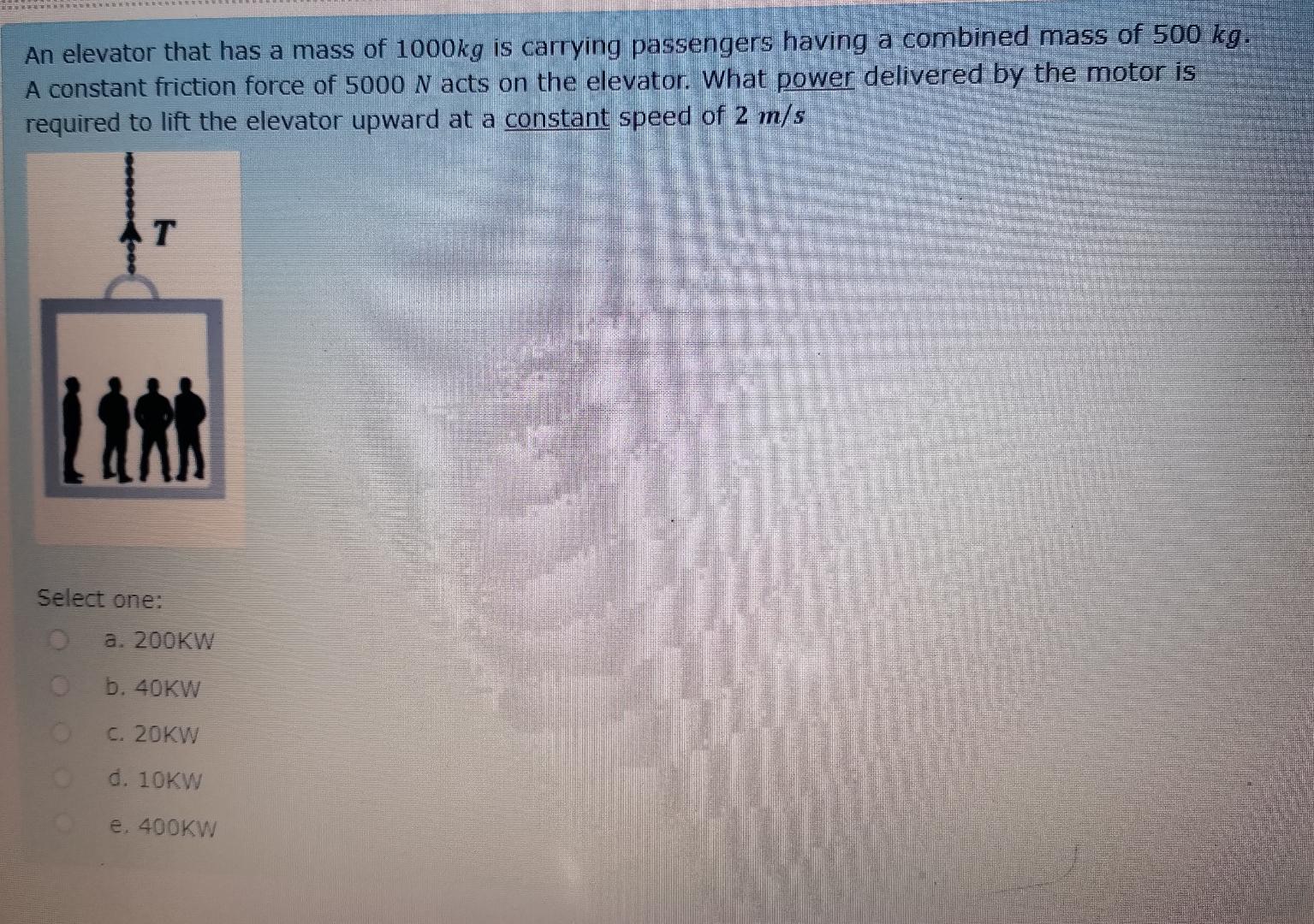 Solved An elevator that has a mass of 1000kg ﻿is carrying | Chegg.com