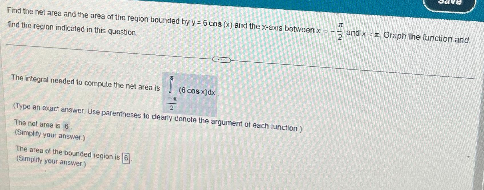 Solved Find the net area and the area of the region bounded | Chegg.com