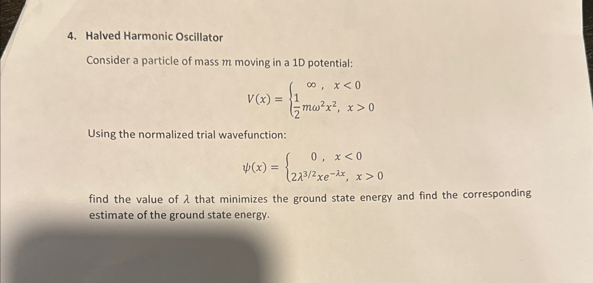 Solved Halved Harmonic OscillatorConsider a particle of mass | Chegg.com