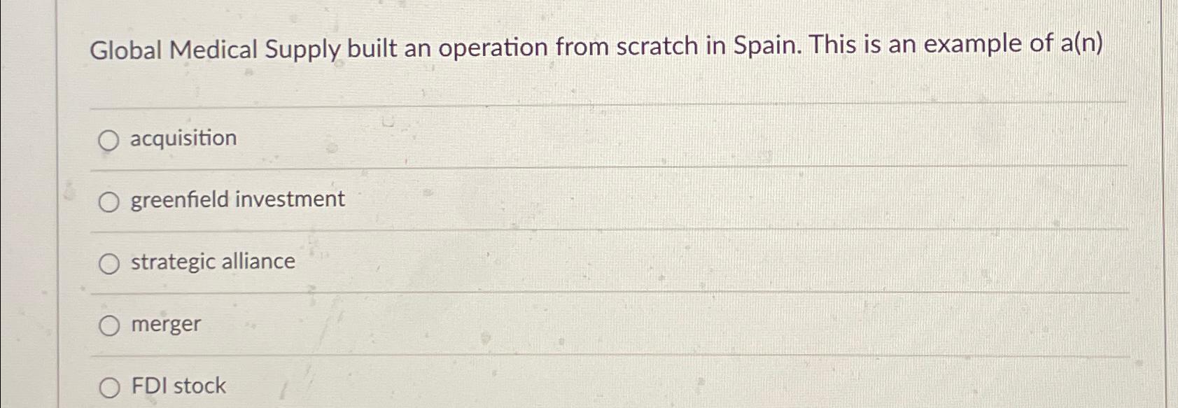 Solved Global Medical Supply built an operation from scratch | Chegg.com