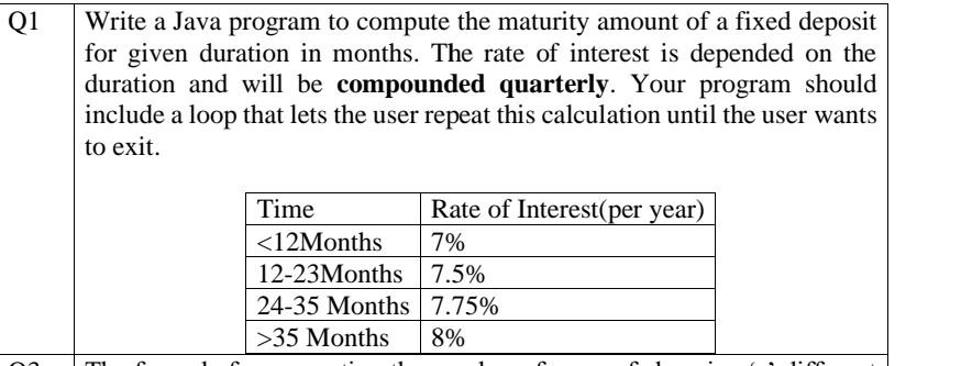 Solved Q1 Write a Java program to compute the maturity | Chegg.com