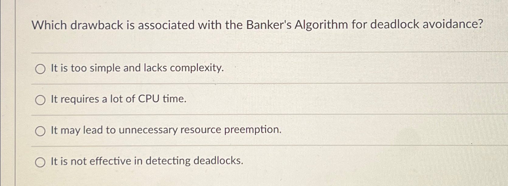 Solved Which drawback is associated with the Banker's | Chegg.com