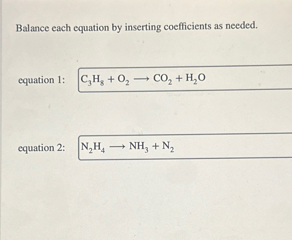 Solved Balance each equation by inserting coefficients as | Chegg.com