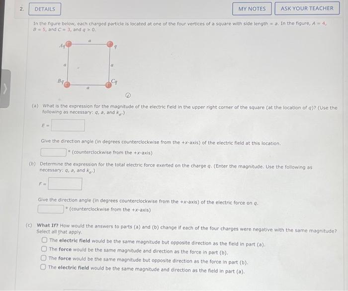 Solved In the figure below, each charged particle is located | Chegg.com