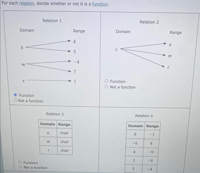 Solved For each relation, decide whether or not it is a | Chegg.com