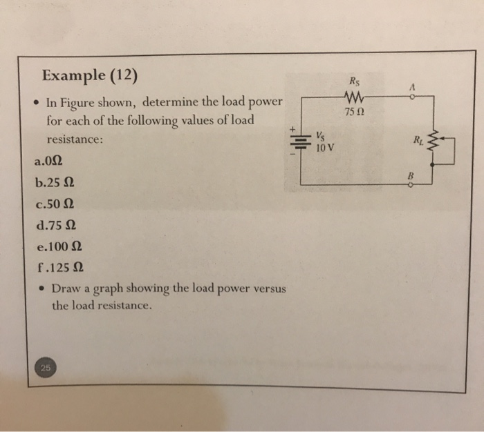 Solved RS W 7512 = Vs 10 V RL B Example (12) • In Figure | Chegg.com
