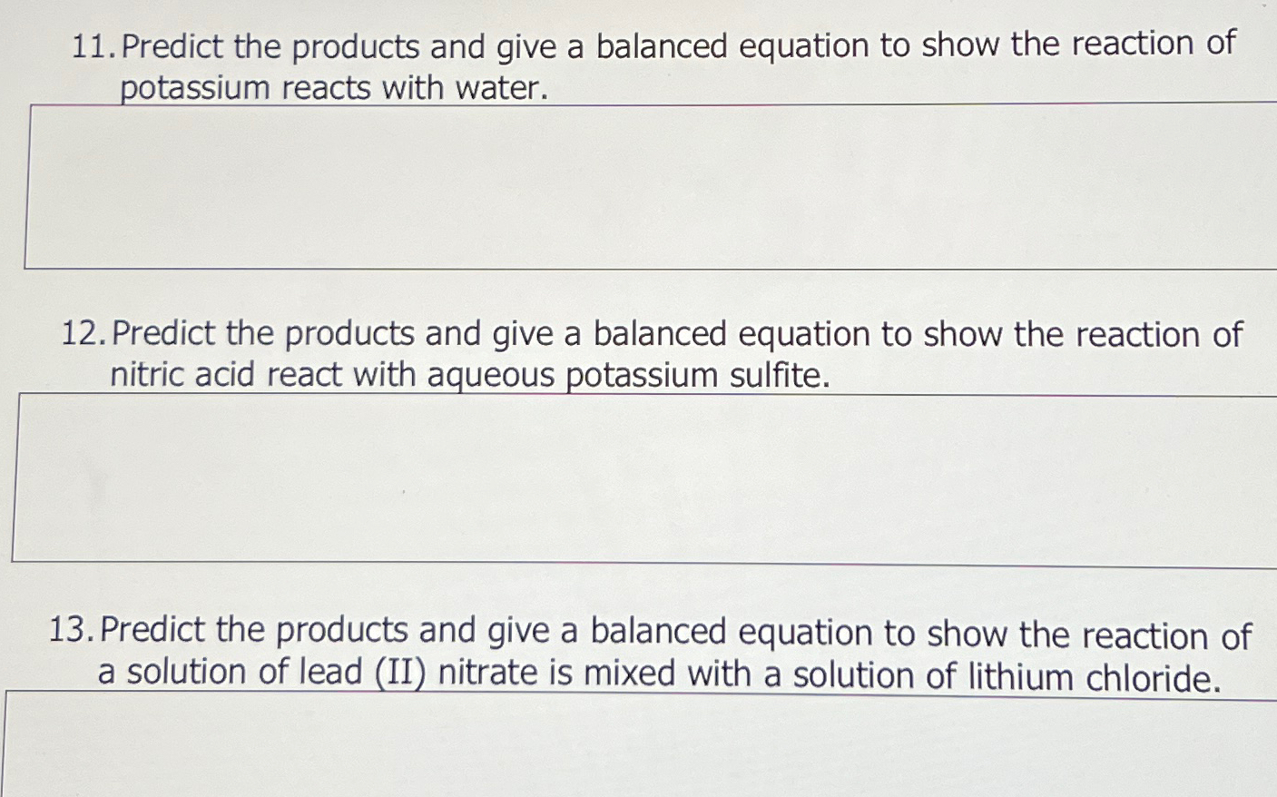 Solved Predict the products and give a balanced equation to | Chegg.com