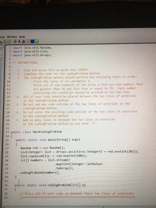 Solved ols Window Help 1 import java.util. Random; 2 import | Chegg.com
