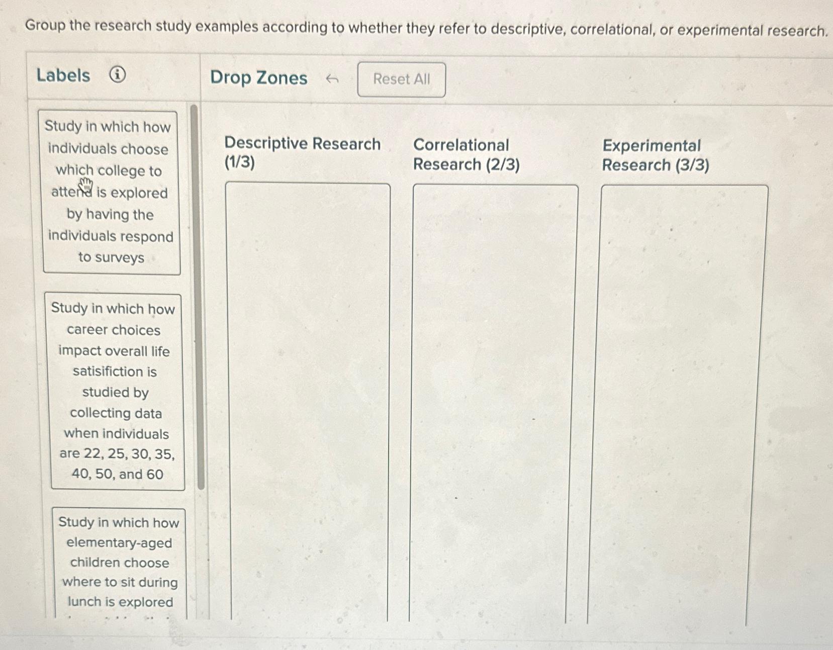 Solved Group the research study examples according to | Chegg.com