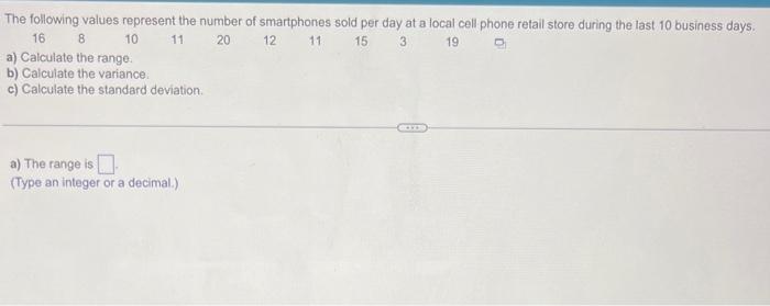 Solved The following values represent the number of | Chegg.com